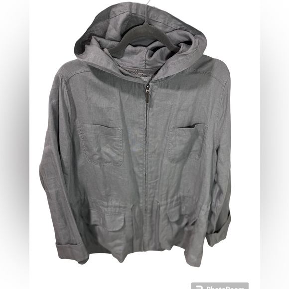 Kenar | Jackets & Coats | Kenar Grey Linen Zip Up Lightweight Hooded ...